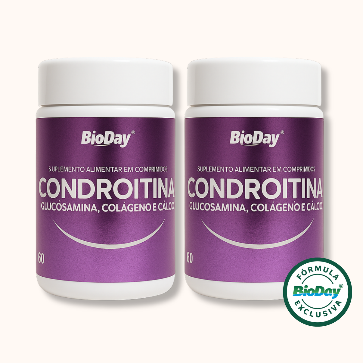 Kit Condroitina + Glucosamina + Colágeno + Cálcio - 2 Unidades - 120 C ...